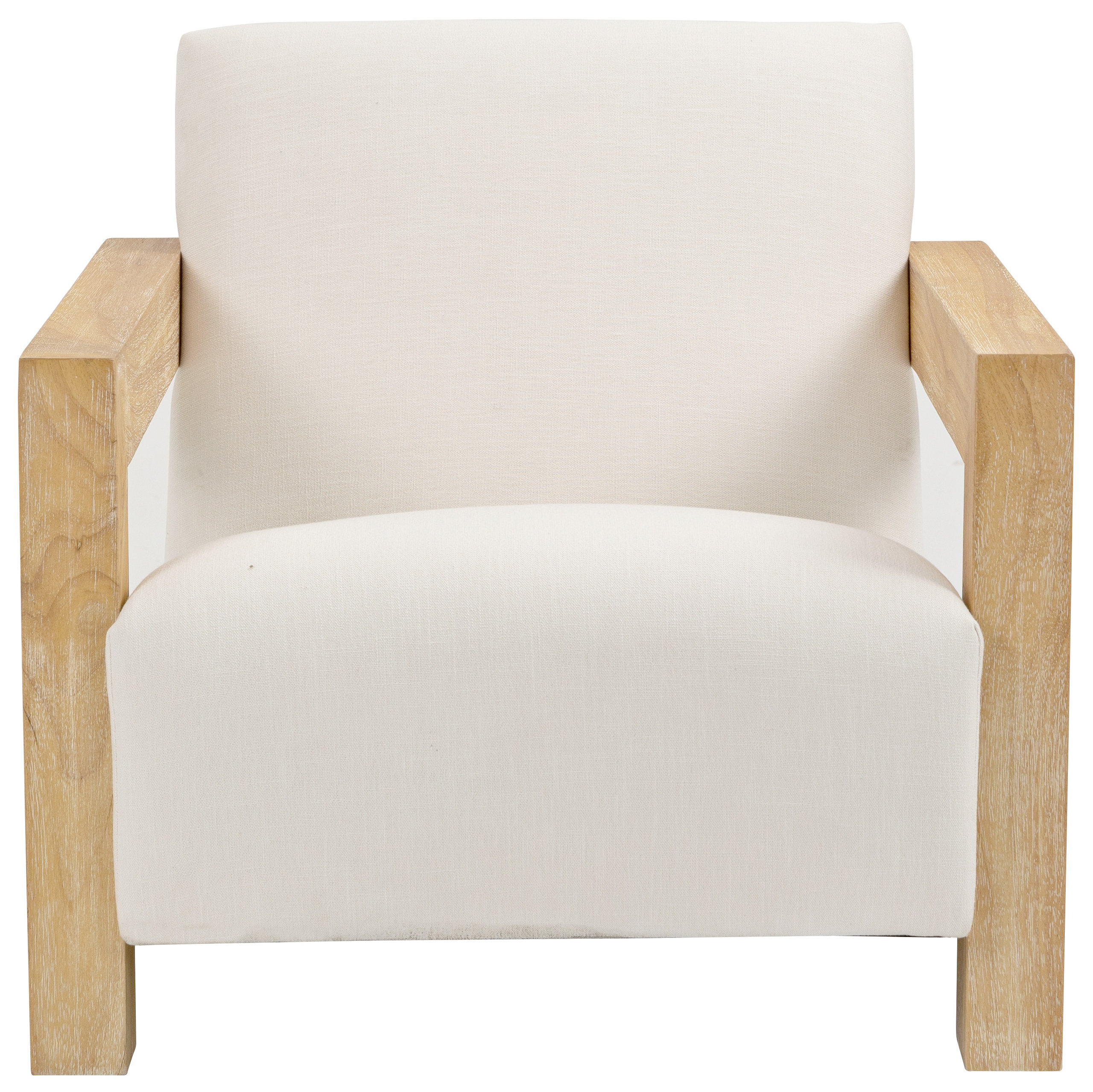 Ward Cream Linen Textured Fabric Accent Chair - Transitional ...
