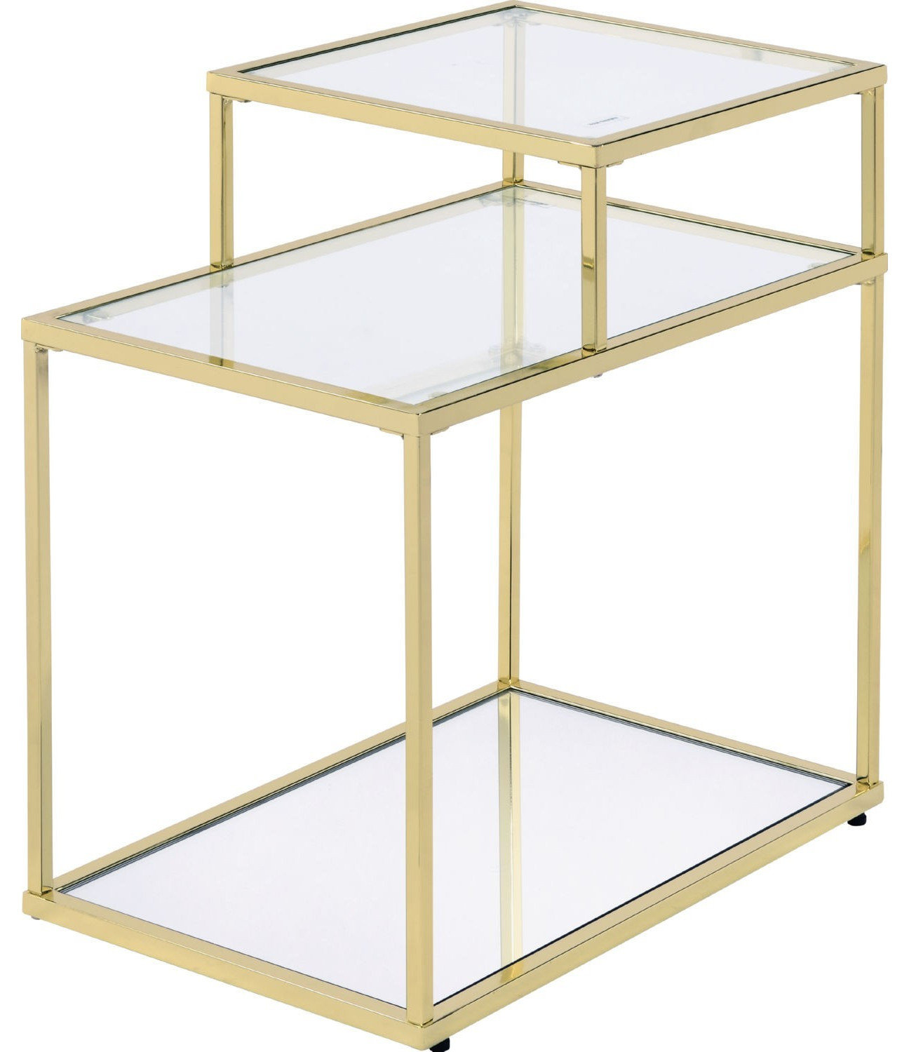 Benzara BM250197 3 Tier Accent Table With Glass Shelves and Metal Frame ...