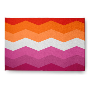 2' x 3' Pride Rug Orange, White, Purple Chenille Indoor/Outdoor Rug, 4 ...