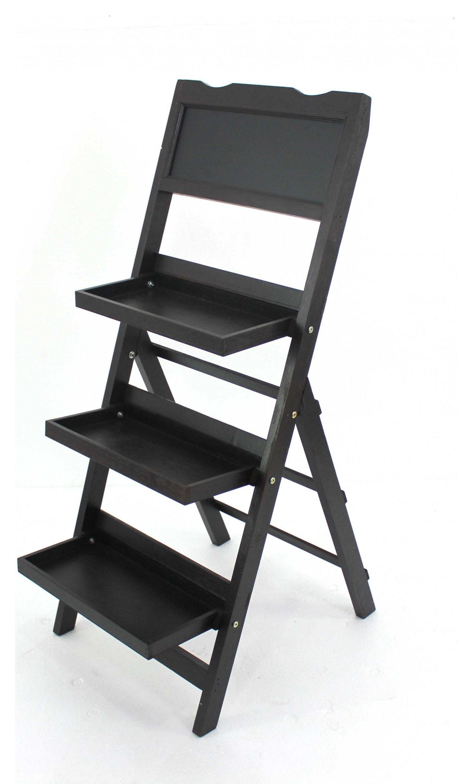 Black Finish 3 Tier Ladder Style Shelf - Transitional - Display And ...