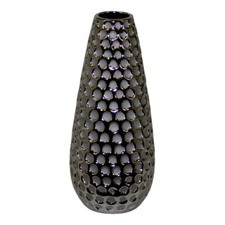 Ceramic Dimpled Chrome Vase, Small - Contemporary - Vases - by Urban ...