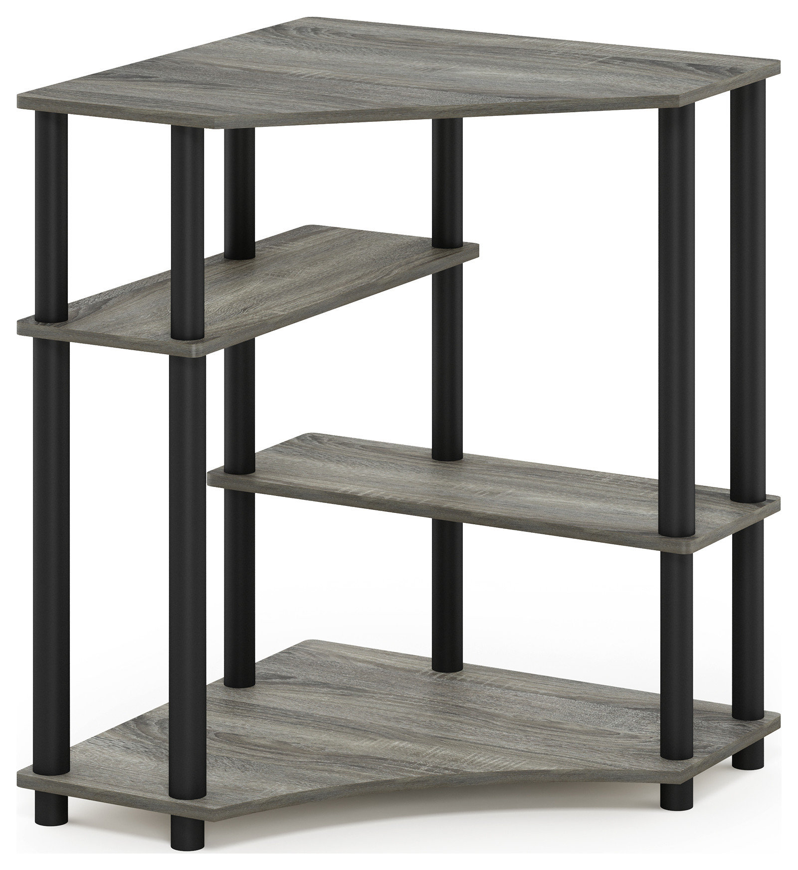 Furinno Turn-N-Tube Space Saving Corner Desk with Shelves, French Oak ...