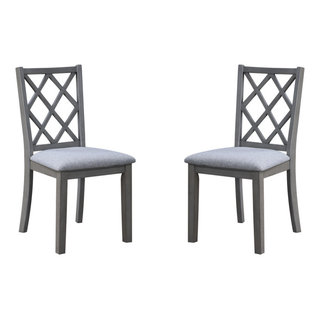 Carlisle Set of 2 Gray Finish Cross Back Side Dining Chair ...