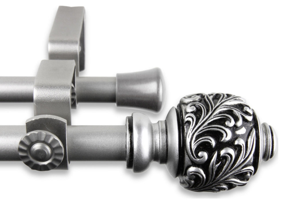Ivana Double Curtain Rod 5/8 inch 84-120 Inch - Satin Nickel ...