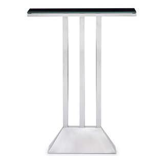 Victoria Console Table Black Tempered Glass Top Brushed Stainless Steel ...