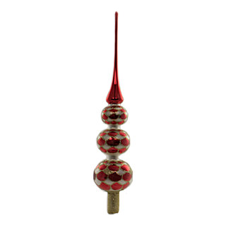 Christina's World Red/Gold Harlequin Tree Top Finial Ball Christmas ...