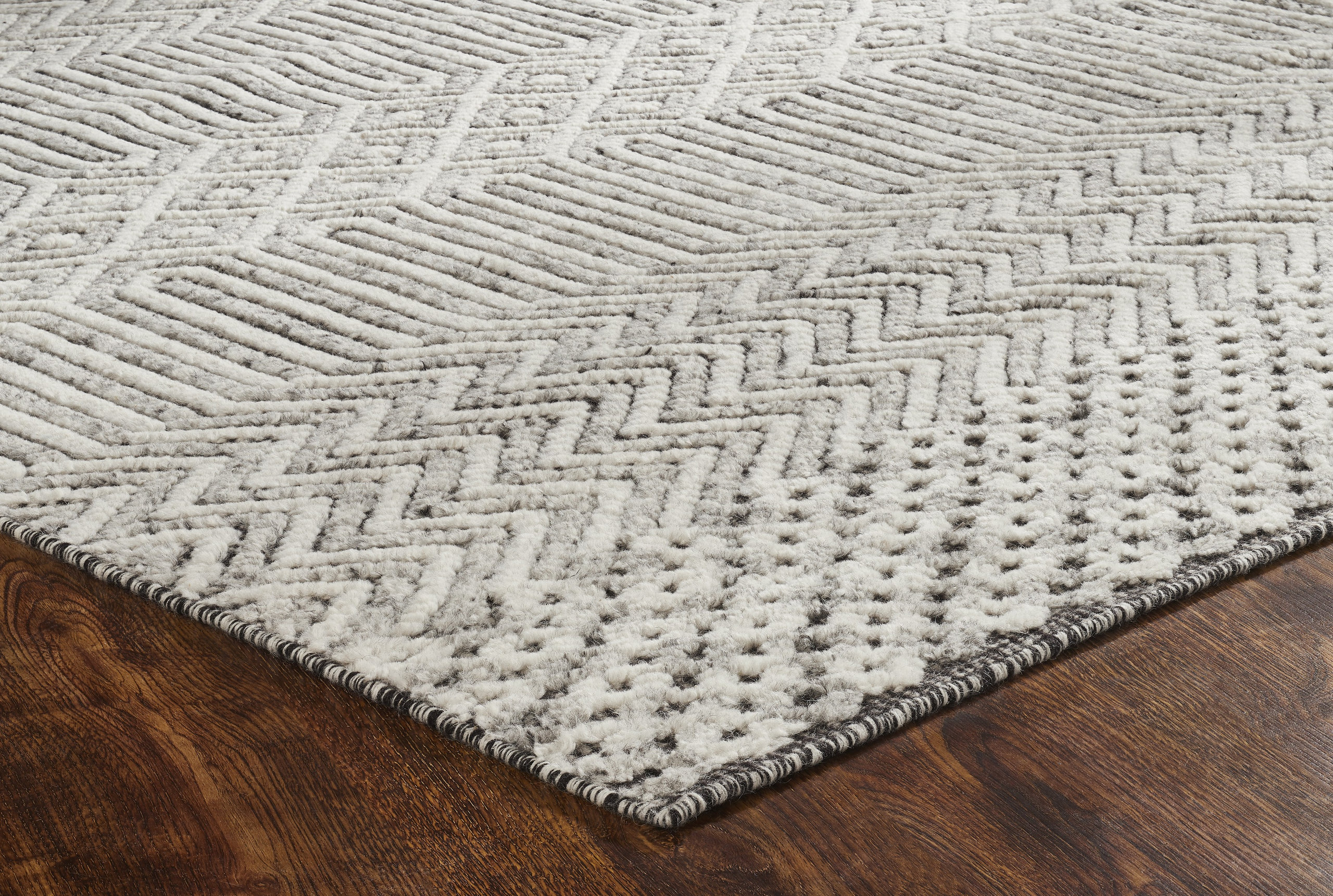 Ivory Contemporary Geometric Transitional High-Low Area Rug ...