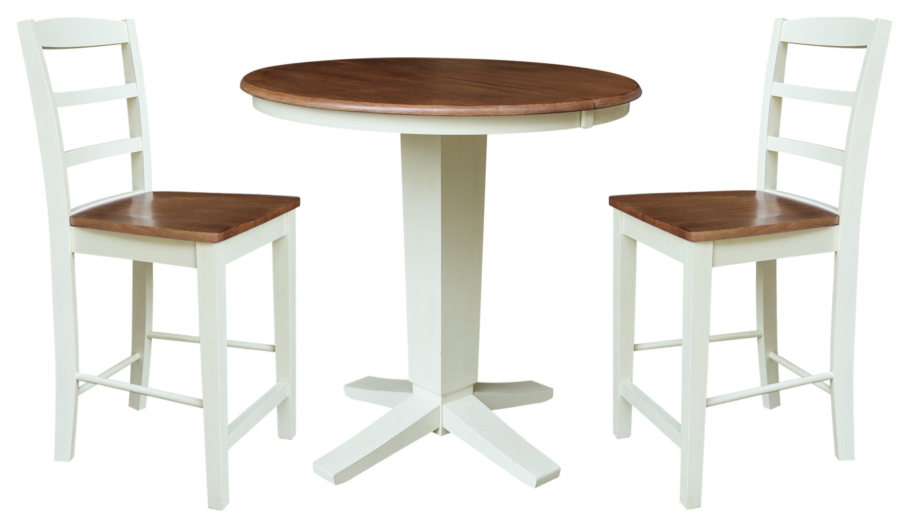 36" Round Extension Table With Counter Height Stools, 3-Piece ...
