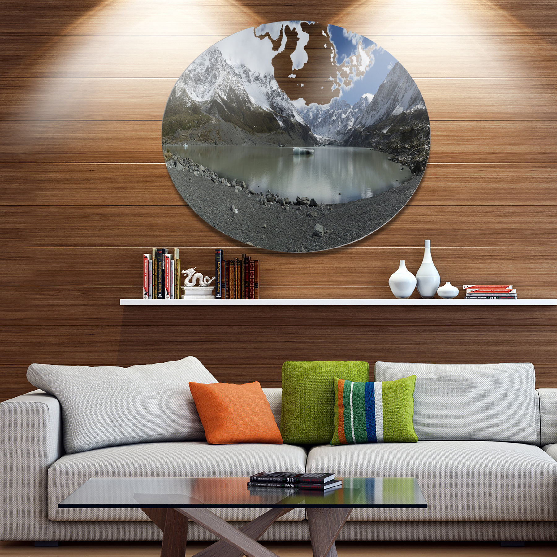 New Zealand Mountains Panorama, Landscape Disc Metal Wall Art, Disc of ...