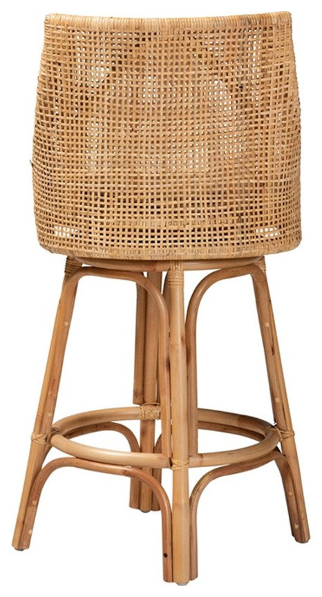 Baxton Studio Bella Modern Bohemian Natural Brown Rattan Bar Stool ...