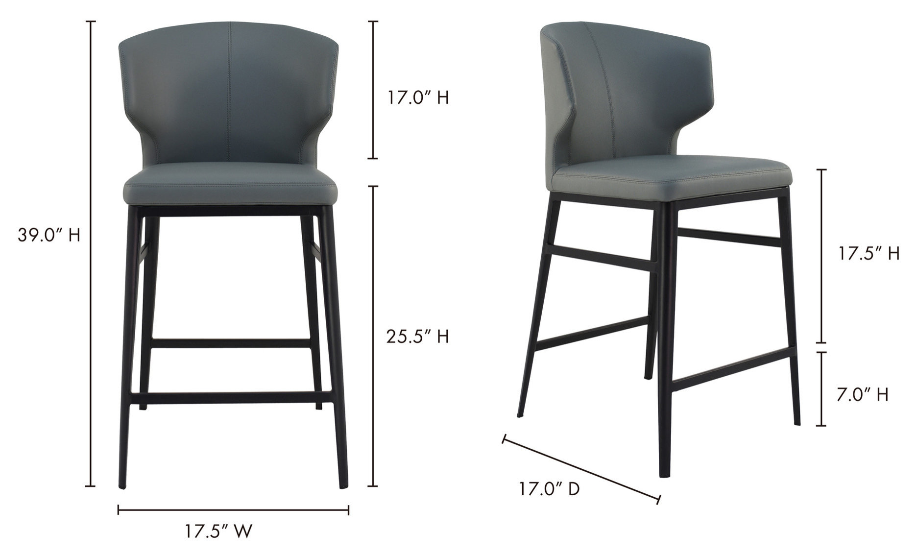 Contemporary Delaney Counter Stool Grey - Grey - Midcentury - Bar ...