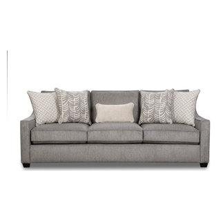Pemberly Row Modern Fabric Bagley Slim Track Arm Sofa in Gray ...