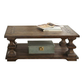 Pemberly Row Traditional Wood Cocktail Table in Brown - Traditional ...