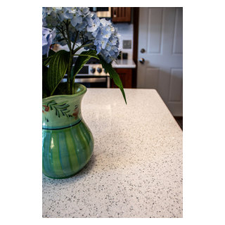 Custom Cherry Kitchen Cabinets with Beaded Inserts, Quartz Countertop ...