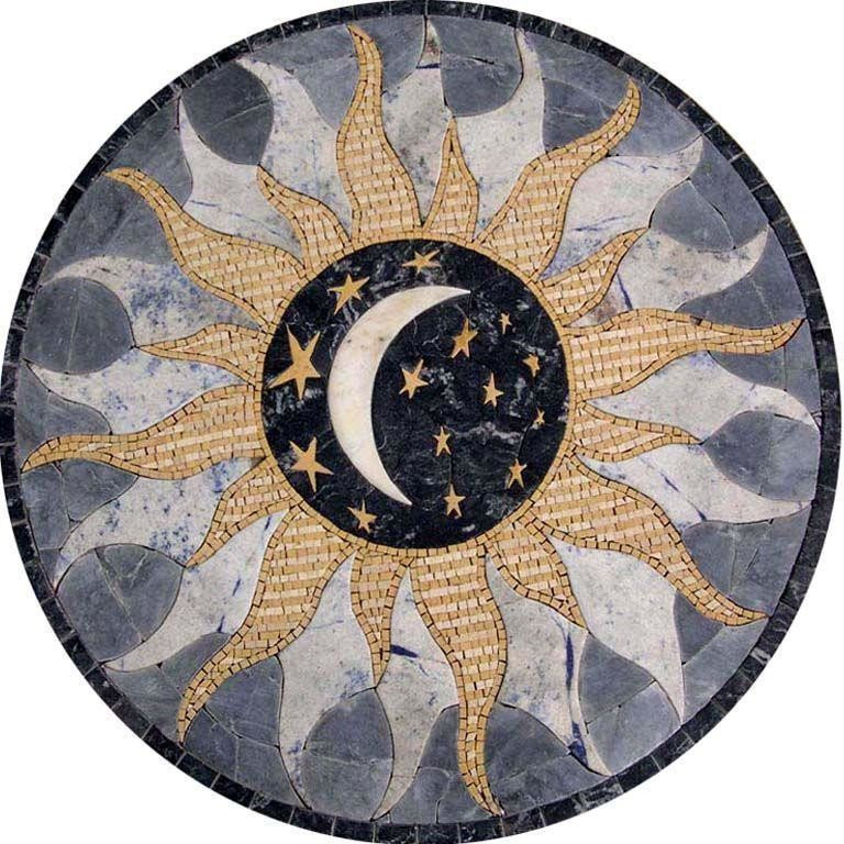 Marble Moon Mosaic, Celia Gray, 36" x 36" - Traditional - Tile Murals ...