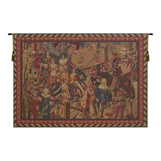 Le Tournai I Horizontal European Tapestry Wall hanging, H 28" x W 40 ...