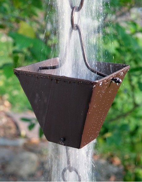 Extra Large Bronze Aluminum Square Cups Rain Chain With Installation ...