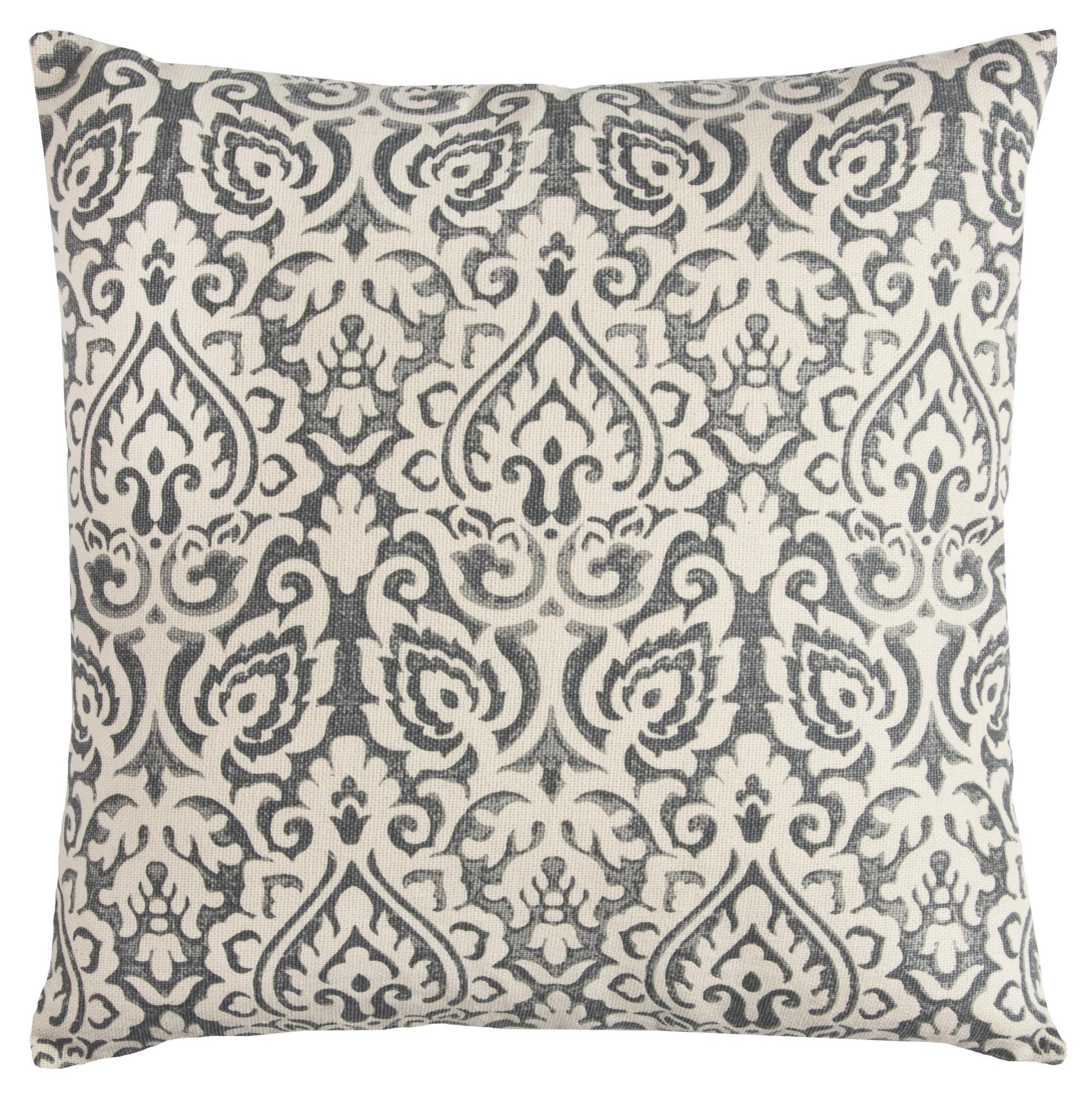 Rizzy Home T10482 Damask 22"x22" Poly Filled Pillow Gray/Natural, 22 ...
