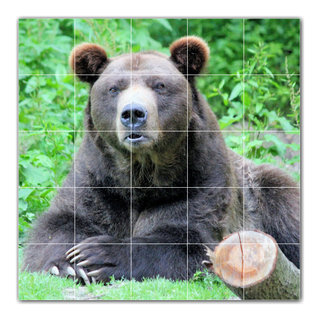 Bear Ceramic Tile Wall Mural HZ500110, 60" Wide x 60" High - Rustic ...