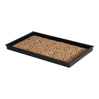 24.5"x14"x1.5" Natural/Recycled Rubber Boot Tray Tan/Black Coir Insert ...