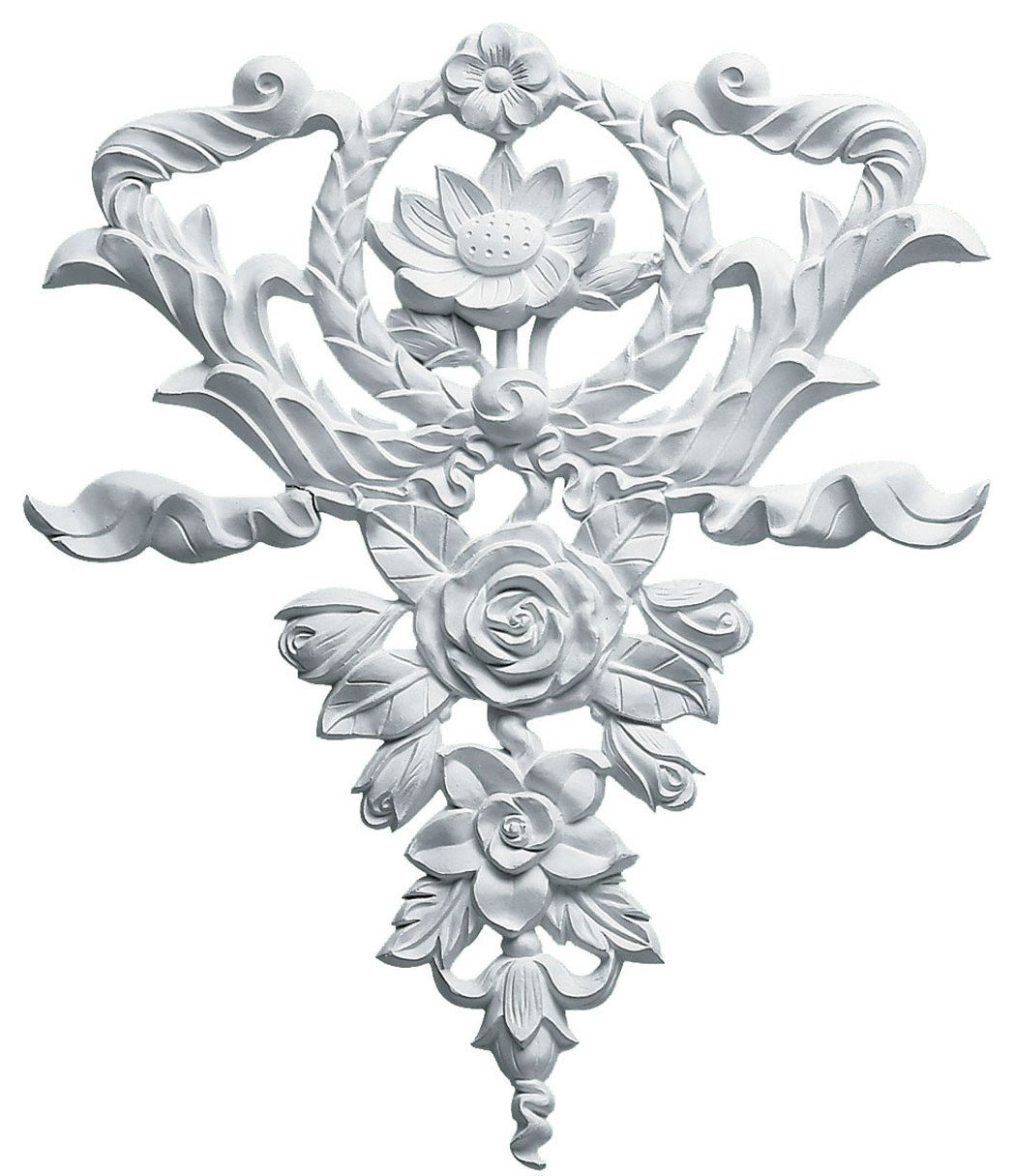 10 5/8"W x 12 5/8"H x 3/4"P Large Flower and Wreath Drop Onlay - Modern ...
