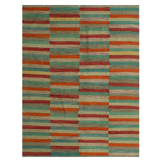 Hand-Woven Winchester Kilim Bebeghul Beige/Orange Rug, 4'11x6'5, 4'11x6 ...