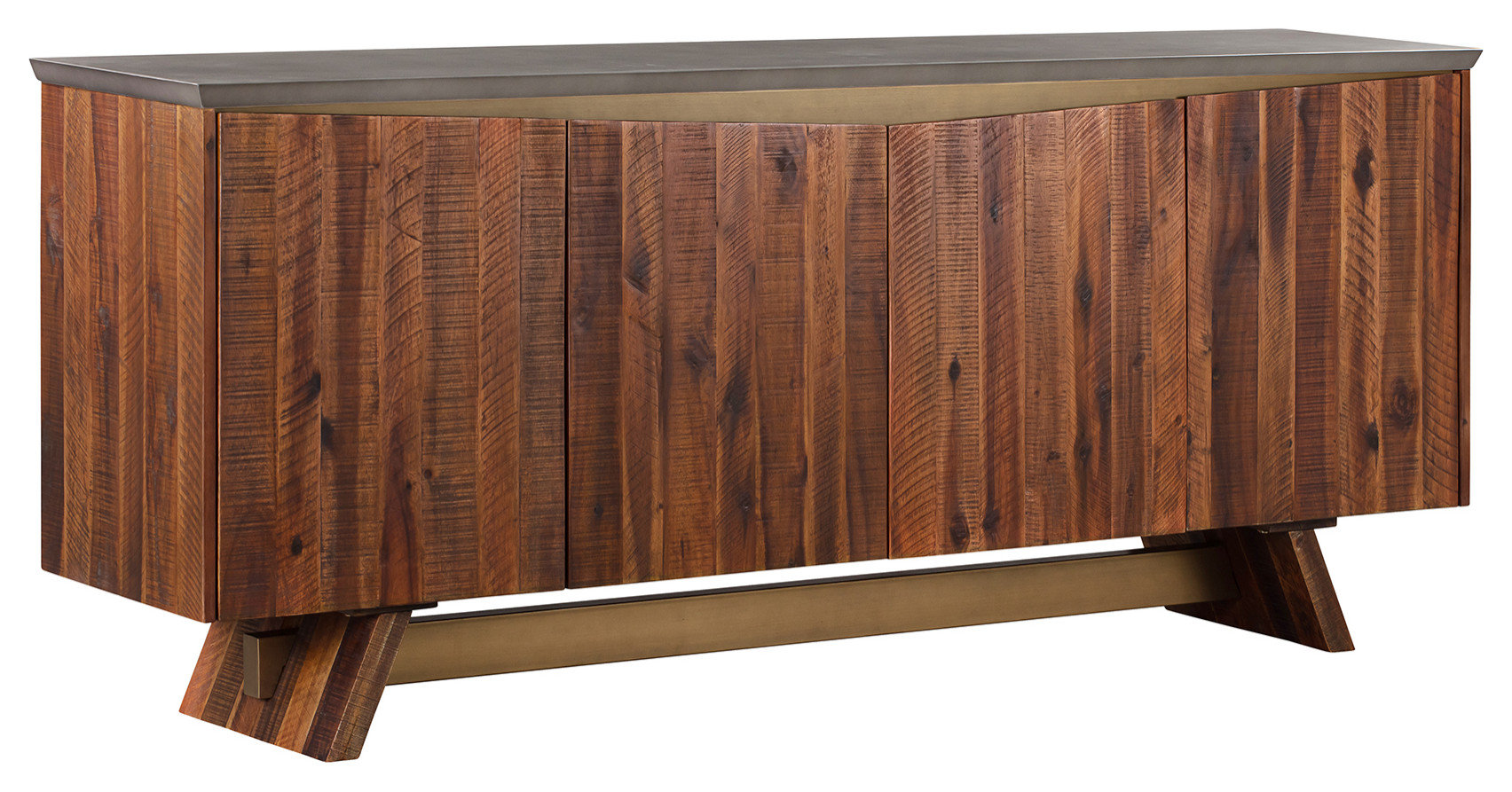 Picadilly 4 Door Sideboard Buffet in Acacia Wood and Concrete - Rustic ...