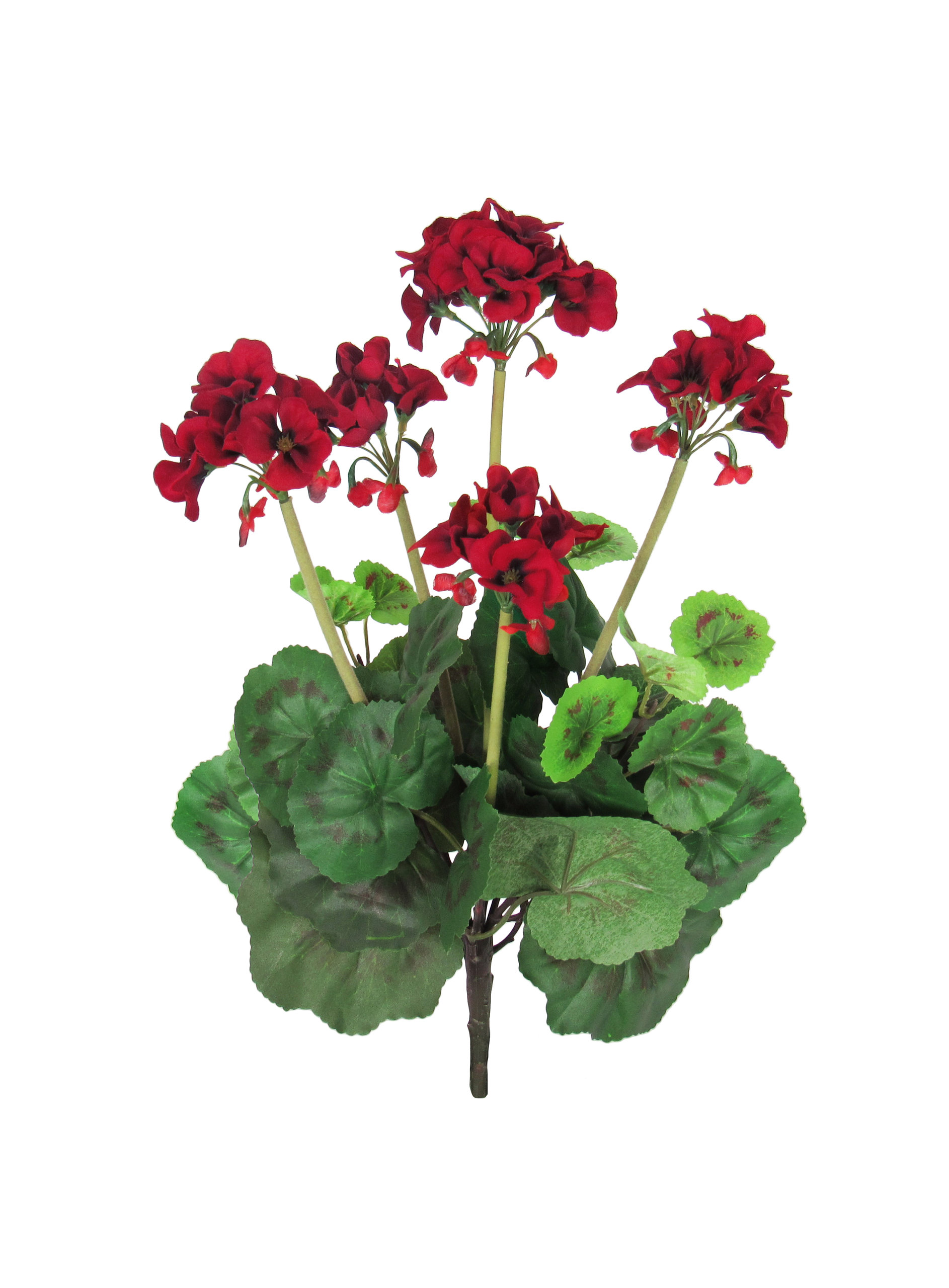 Set of 2 Red Artificial Geranium Flower Stem Bush Bouquet 16" - Modern ...