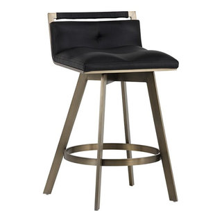 Leather Swivel Stool, Counter Stool 26" - Transitional - Bar Stools And ...