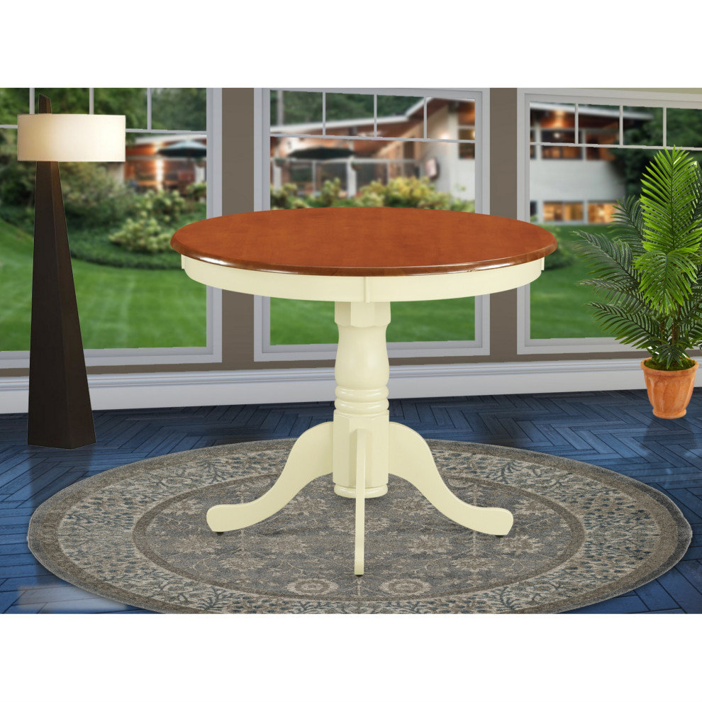 Ant-Whi-Tp Antique Table 36" Round With Buttermilk and Cherry Finish ...