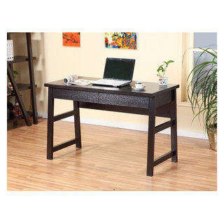 Benzara BM179683 Wooden Desk With Two Drawers, Red Cocoa Brown ...