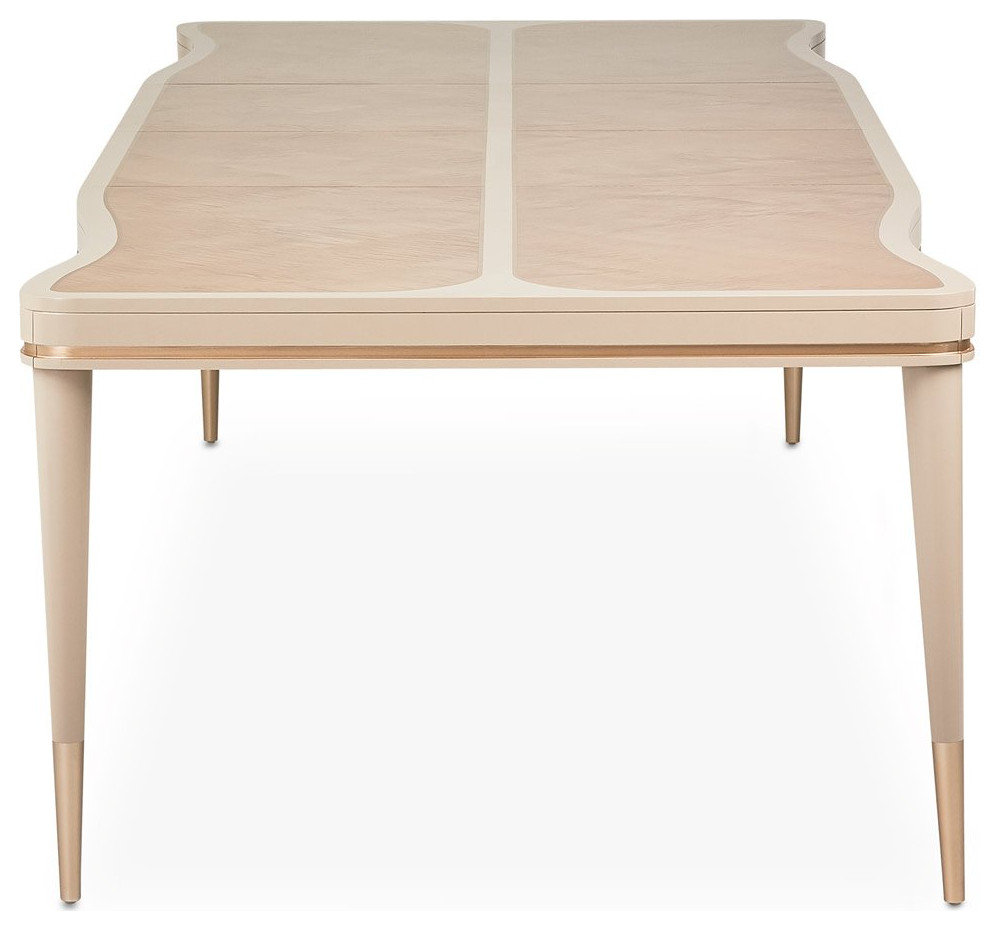Aico Amini Malibu Crest Rectangular Leg Dining Table in Blush ...