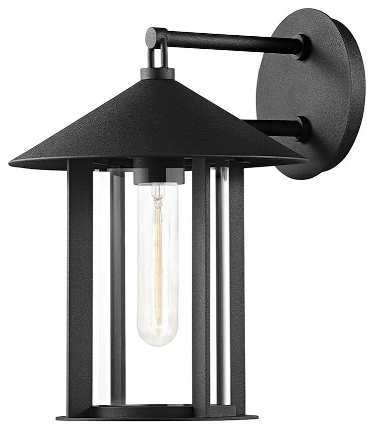 Long Beach 1 Light Exterior Wall Scone, Textured Black - Transitional ...