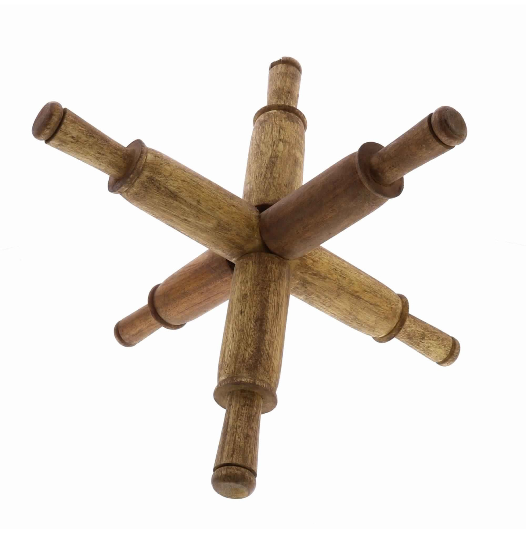 6 Spindle Wooden Book Holder Sculpture, Natural Brown - Contemporary ...