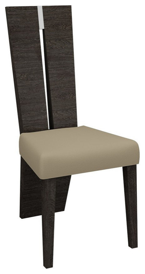 Single Dining Chair Gray Alder Legs Seat Ladder Back - Transitional ...