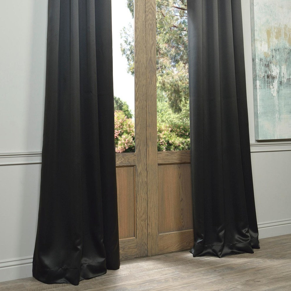 Jet Black Grommet Room Darkening Curtain, Set of 2, 50"x96 ...