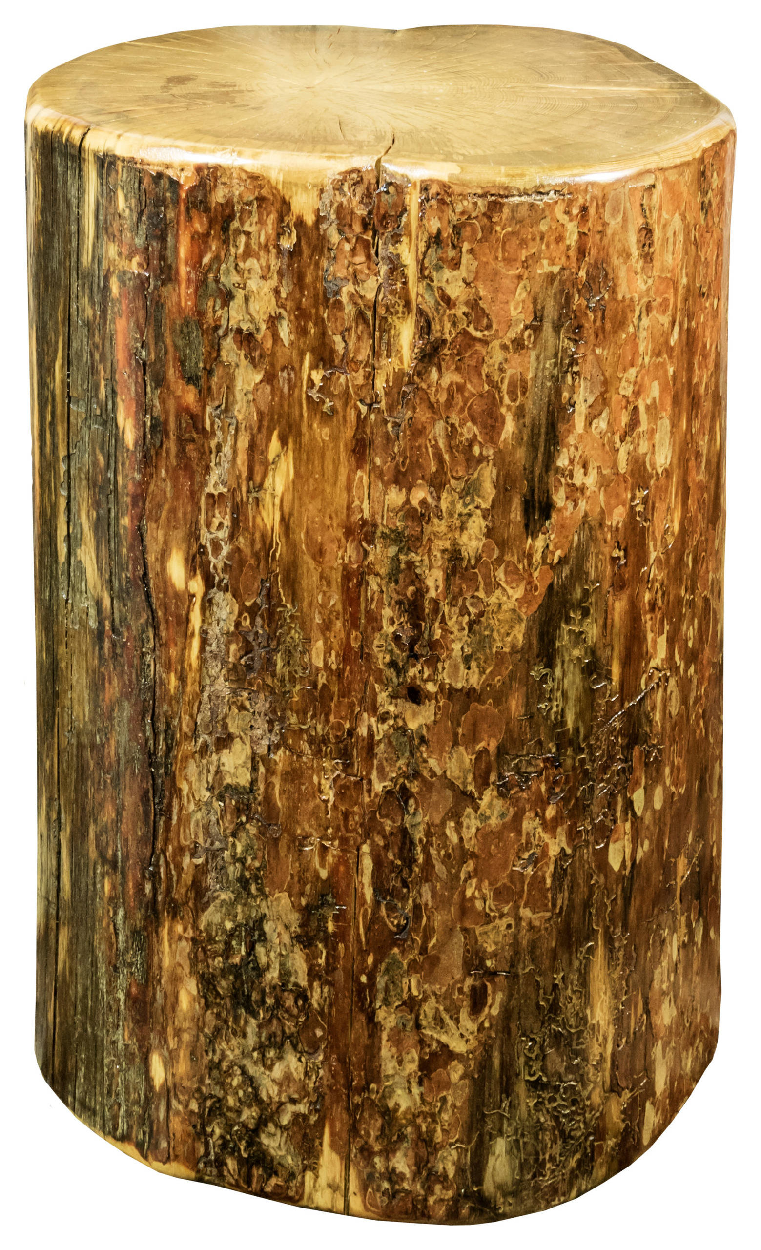 Montana Log Wood 18" Cowboy Seating Stump In Stain And Lacquer ...