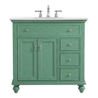Elegant 36" Single Bathroom Vanity in Vintage Mint - Eclectic ...