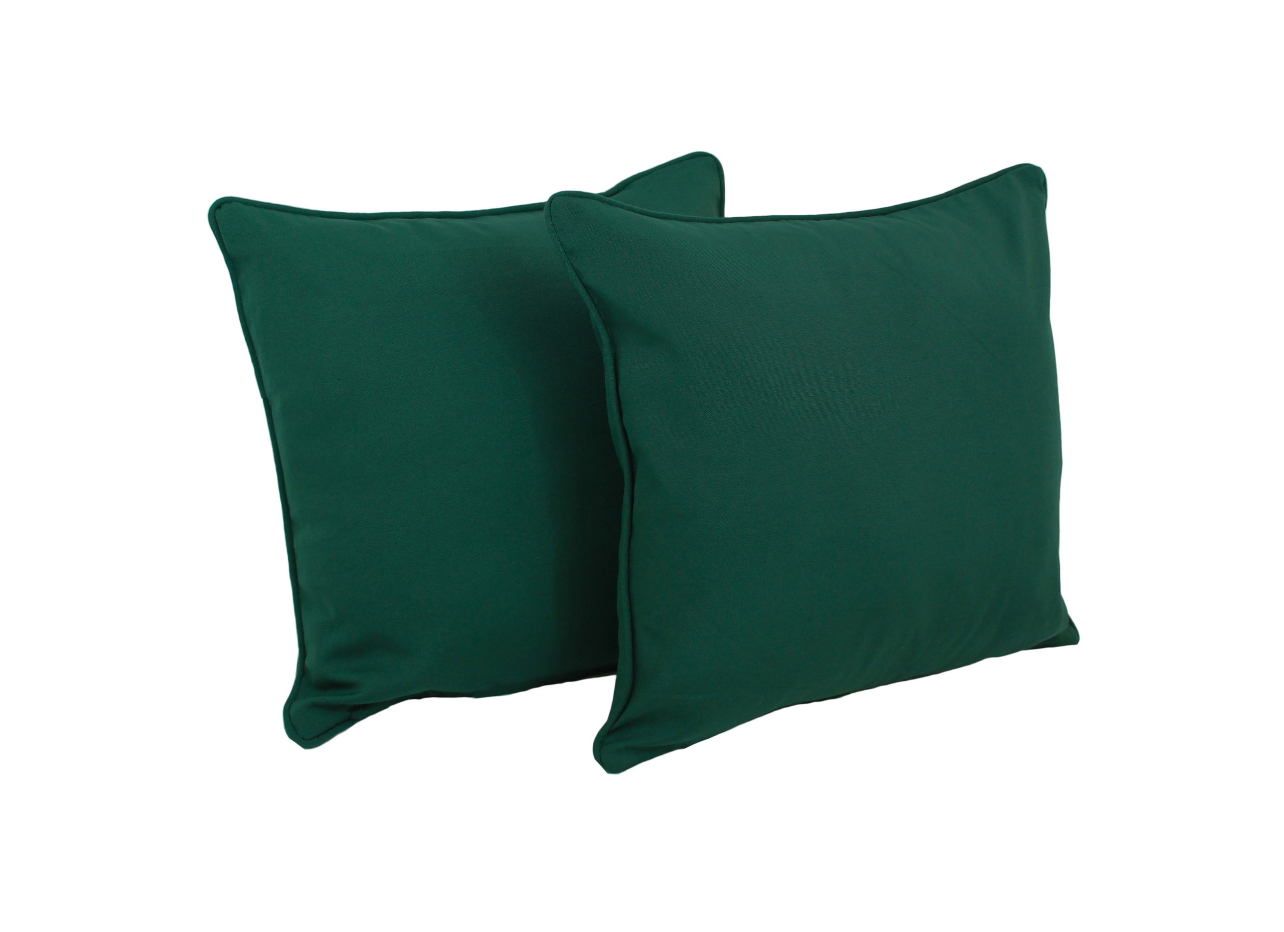 18" Double-Corded Solid Twill Square Throw Pillows, Set of 2, Forest ...