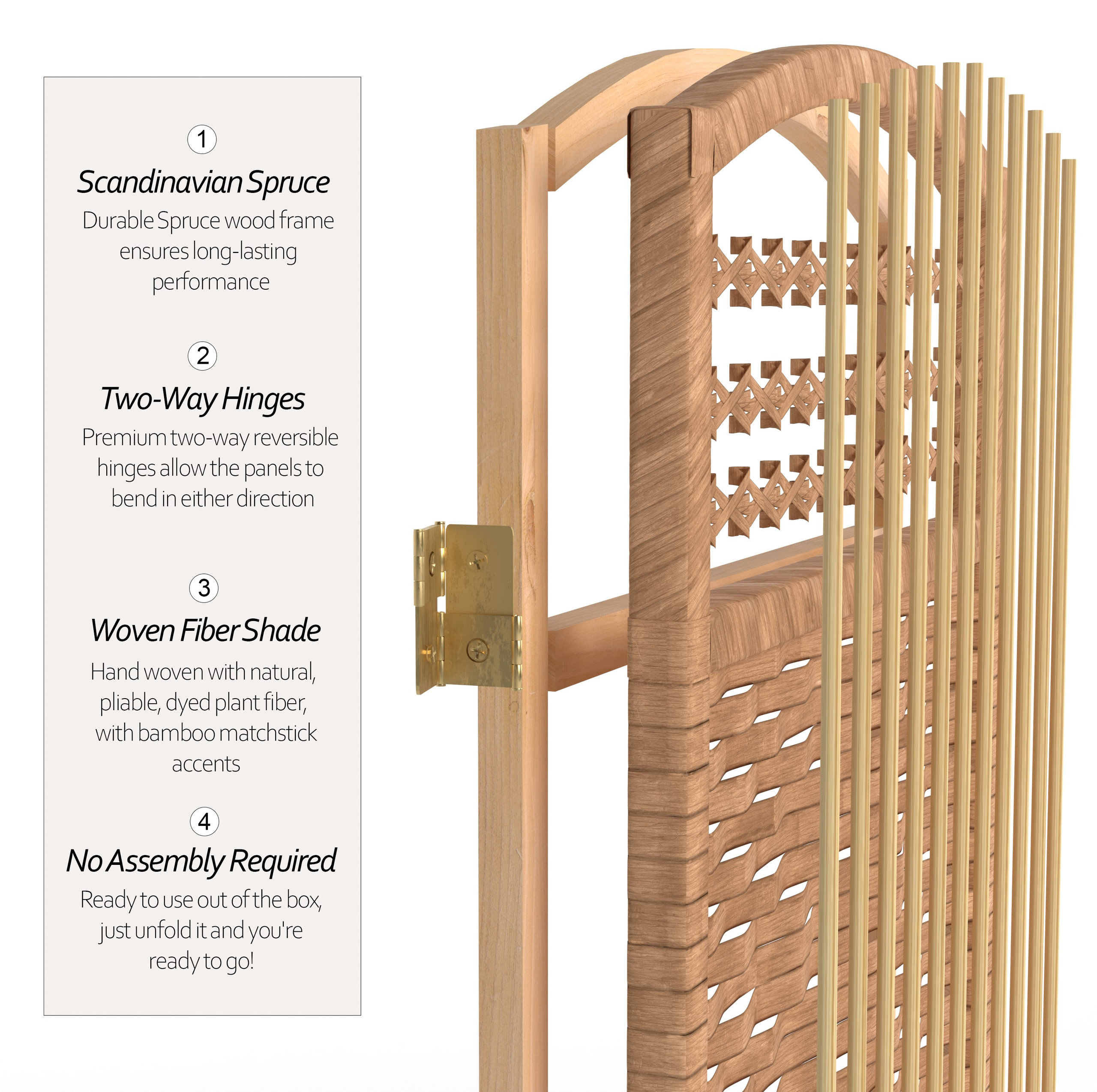 4' Tall Fiber Weave Room Divider, 3 Panels - Tropical - Screens And ...