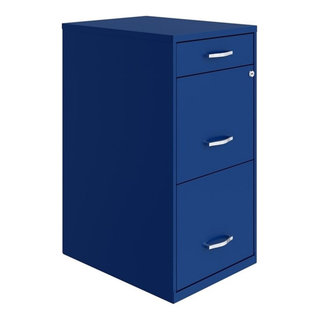 Pemberly Row 18" 3-Drawer Modern Metal Organizer File Cabinet in Blue ...