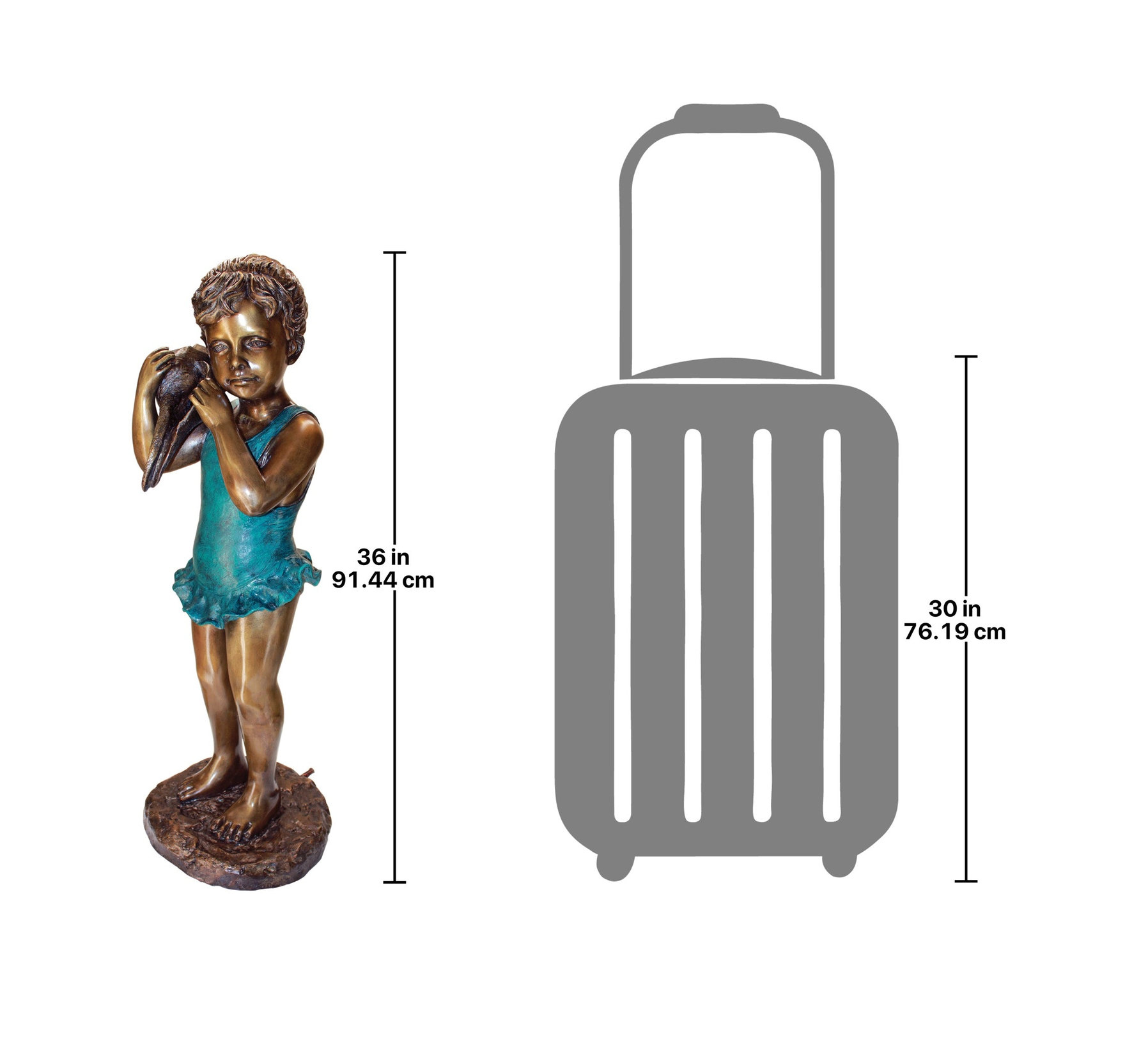 Seashell Sounds Standing Girl Cast Bronze Garden Statue - Contemporary ...