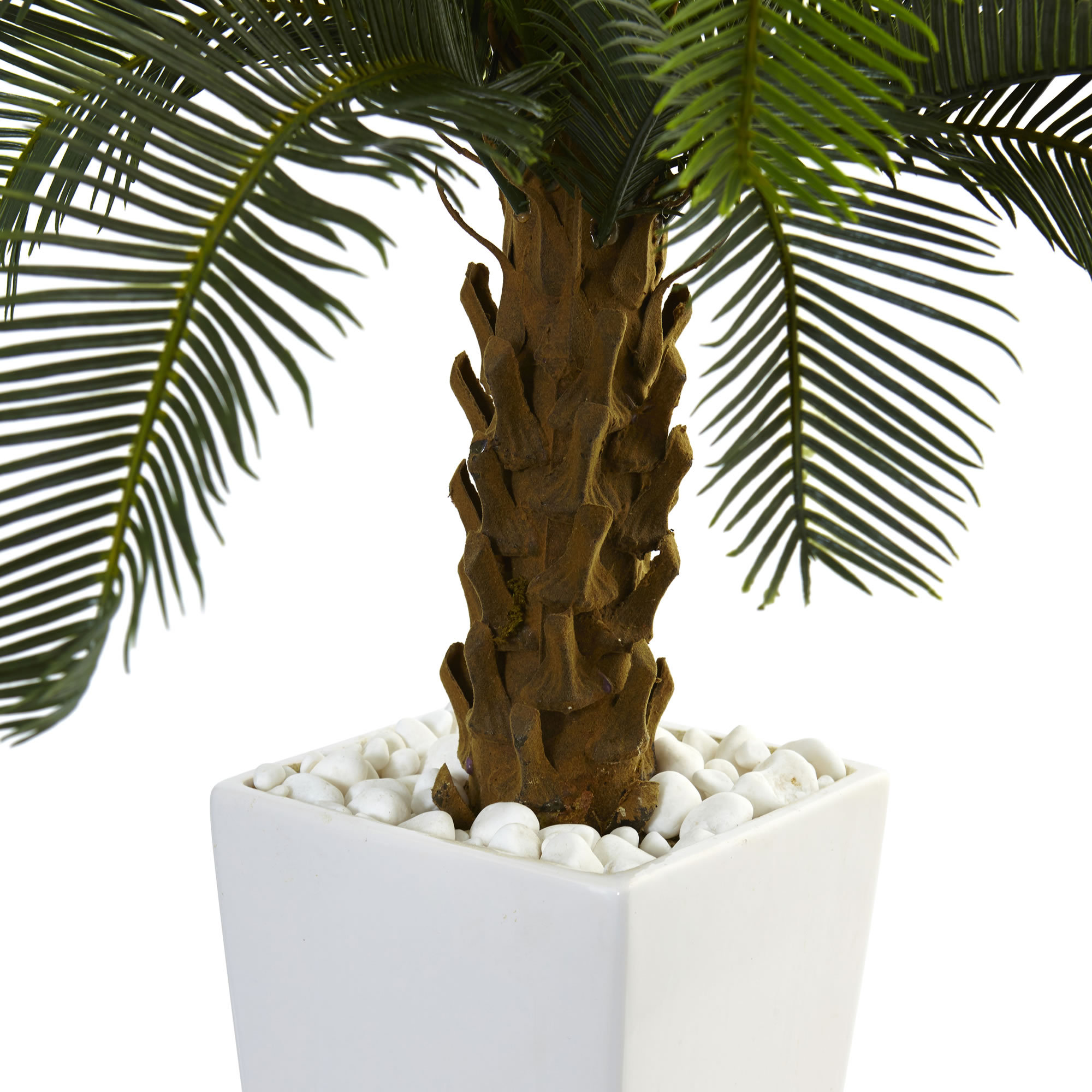 3' Cycas Artificial Tree, White Tower Planter - Tropical - Artificial ...
