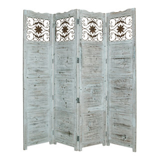 1" x 76" x 84" Blue Wood Screen - French Country - Screens And Room ...