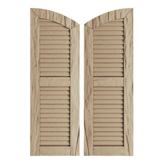 11"Wx24"H Hand Hewn Joined BnB Elliptical Top Faux Wood Shutters, 15"W ...