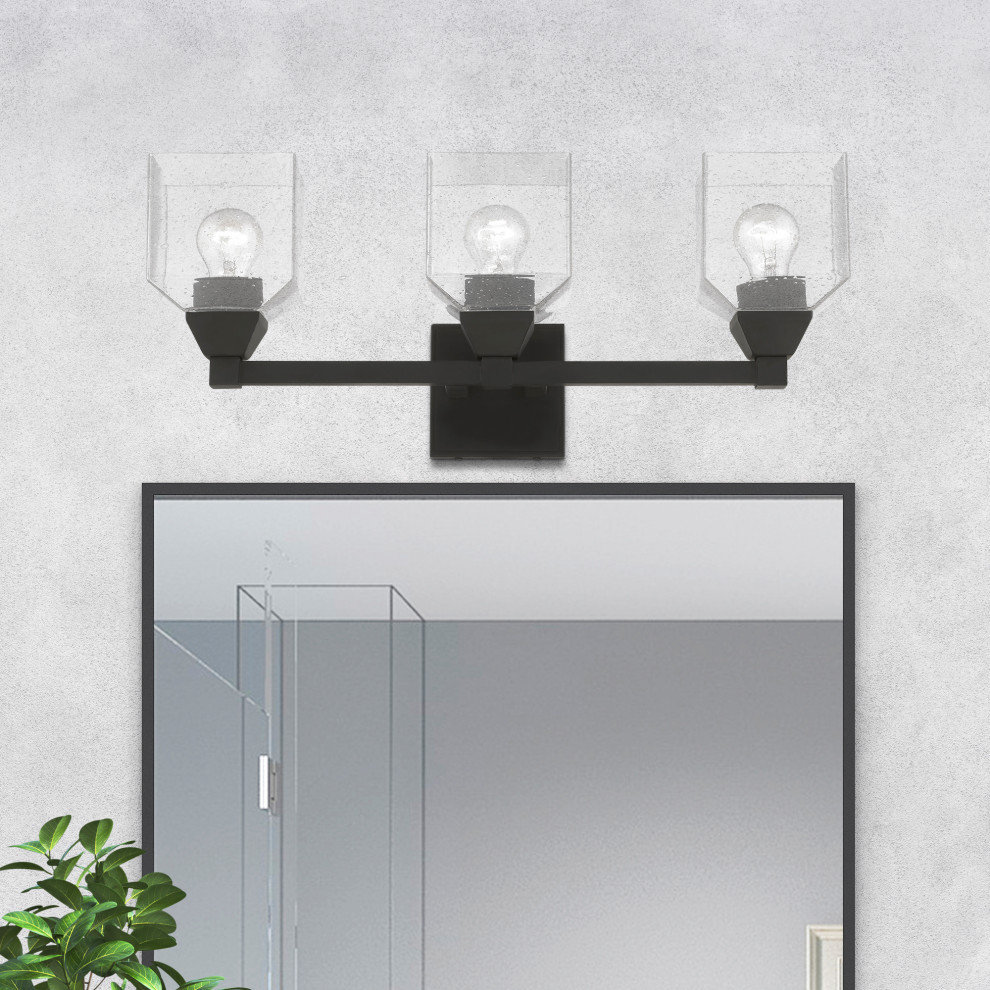 Aragon 3 Light Black Vanity Sconce - Transitional - Bathroom Vanity ...