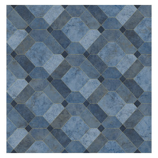 Devonshire Blue Marble Wallpaper, Sample - Contemporary - Wallpaper ...