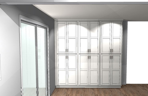 Slab front drawers with white shaker cabinets?