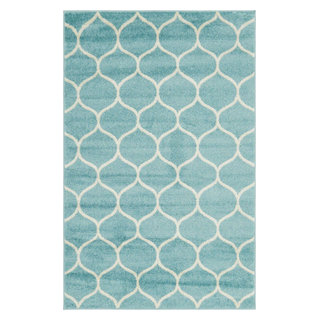 Rug Unique Loom Trellis Frieze Light Blue Rectangular 4' 0 x 6' 0 ...