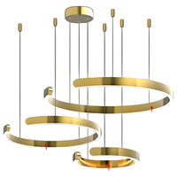 Brig-Glis | Gold Spiral LED Chandelier for Living Room, 3 Rings Small ...